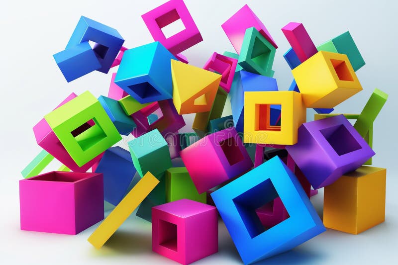 Colorful Abstract Cubic Background with Futuristic Abstract Shapes ...