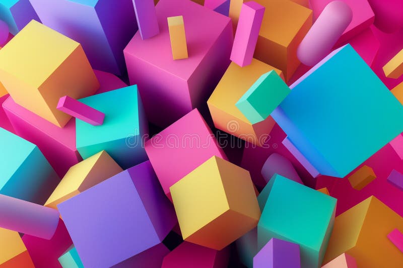 Colorful Abstract Cubic Background with Futuristic Abstract Shapes ...