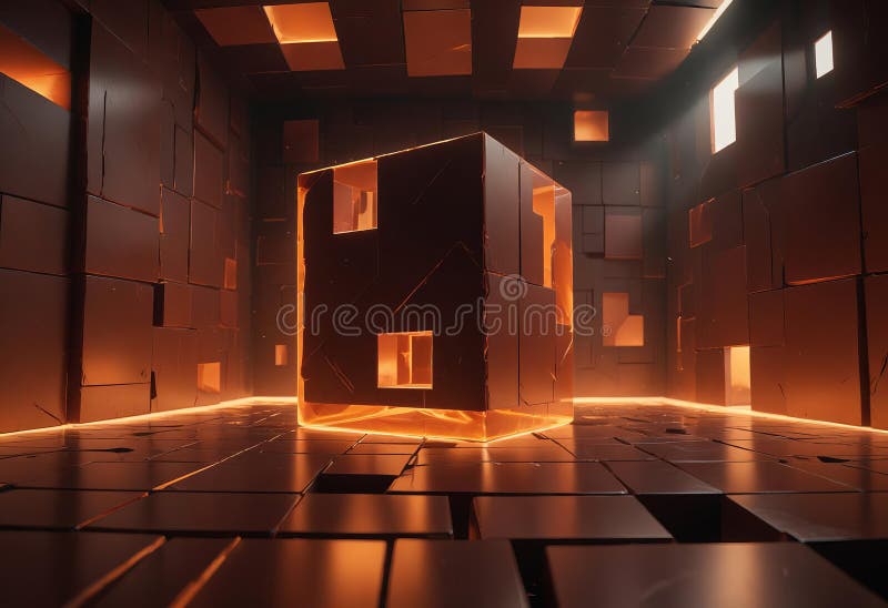 Colorful Abstract Cuboids Landscape in a 3D Rendered Scene Stock ...