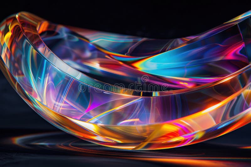 A Colorful, Abstract, and Curved Object is Displayed in a Glass ...