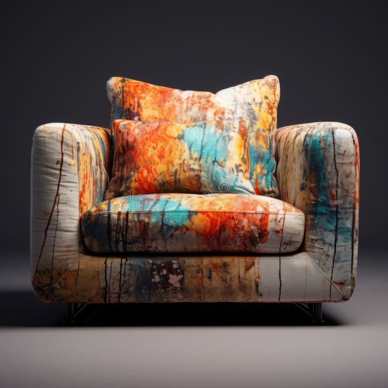 Colorful Abstract 3d Print Sofa: Rustic Impressionism in Maya Stock ...