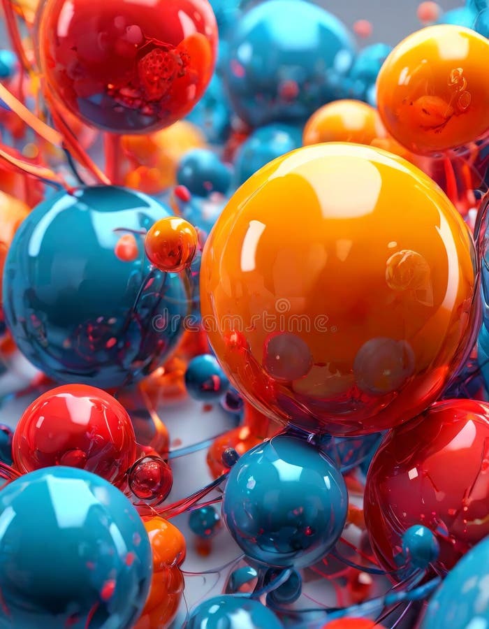 Colorful Abstract 3D Render of Spheres with Vibrant Glossy Surfaces ...