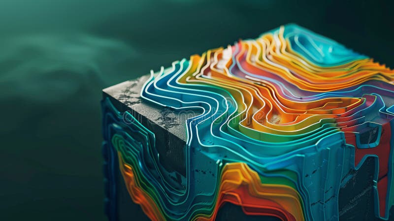 Colorful, Abstract 3D Rendering of a Geometric Cube with Layered ...