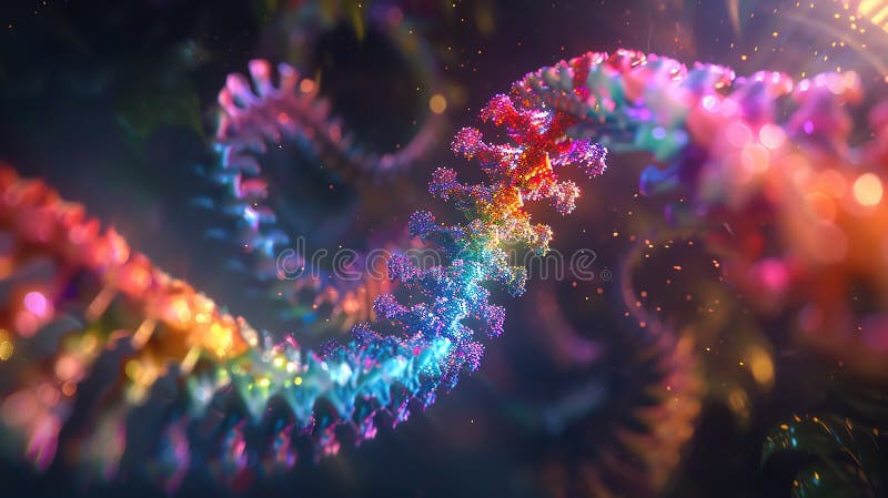 Colorful Abstract 3D Rendering of Uracil DNA Strand, Showcasing Vibrant ...