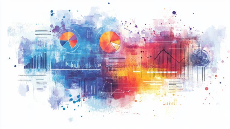 Colorful Abstract Data Visualization with Graphs and Charts Stock ...