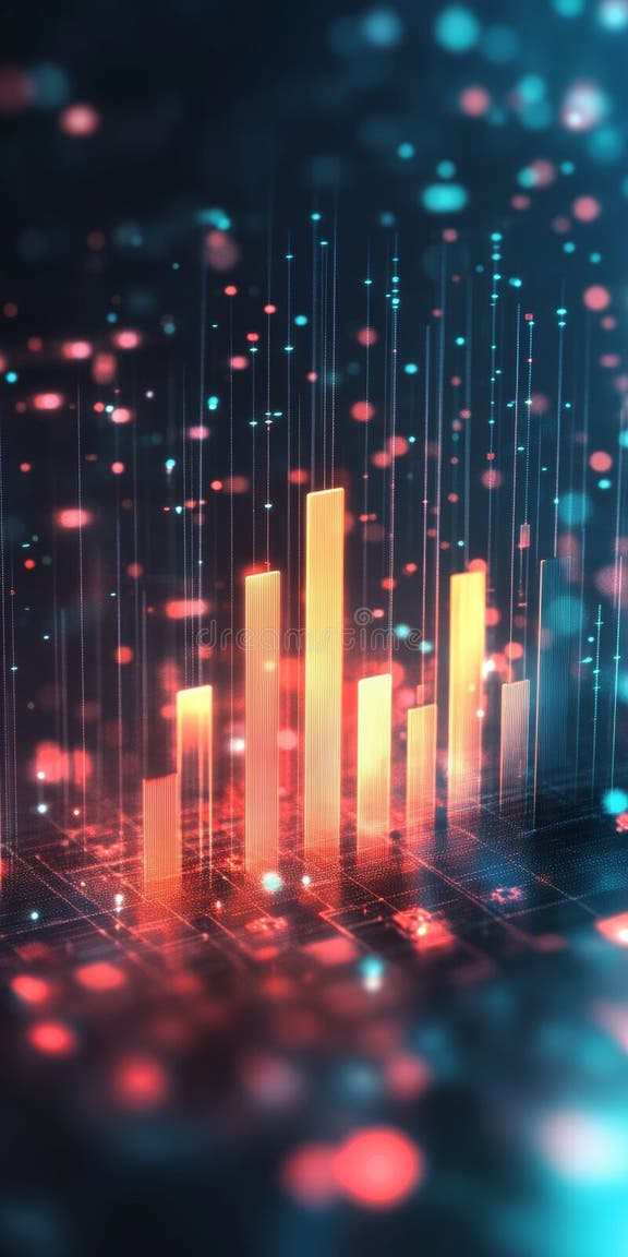 Colorful Abstract Data Visualization with Illuminated Graph Stock Illustration - Illustration of ...