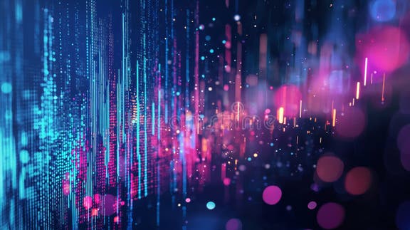 Colorful Abstract Data Visualization with Light Trails and Bokeh Stock ...