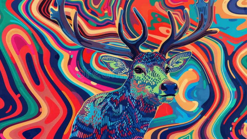 Colorful Abstract Deer Illustration with Vibrant Patterns Stock ...