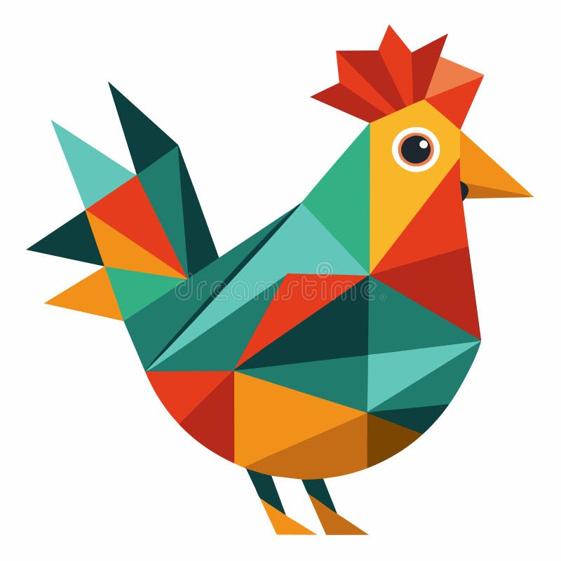 A Colorful, Abstract Depiction of a Chicken, Created Using Geometric ...