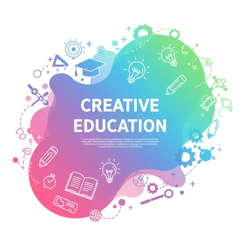 Colorful Abstract Design with Creative Education Text in Bold White ...