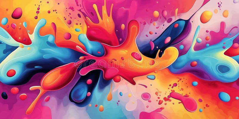 Colorful Abstract Design. Dynamic Paint Splashes, Shapes Create Vibrant ...