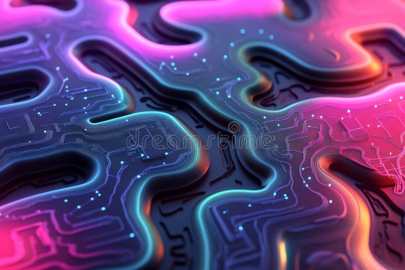 A Colorful, Abstract Design of Electronic Circuitry Stock Illustration ...