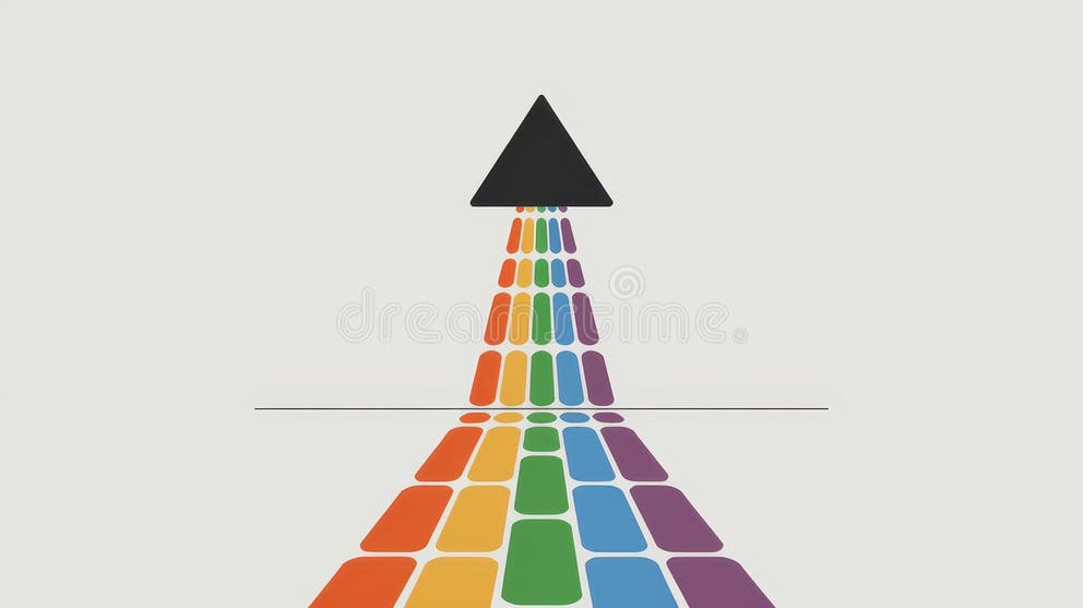 Colorful Abstract Design Featuring a Black Arrow with a Rainbow Pathway ...