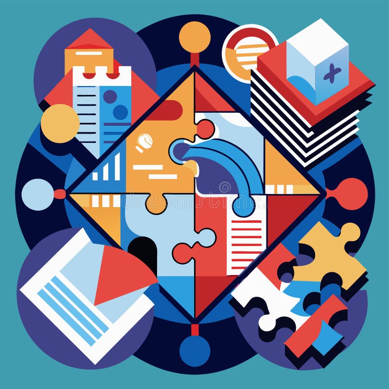 Interlocking Puzzle Pieces Stock Illustrations – 820 Interlocking ...