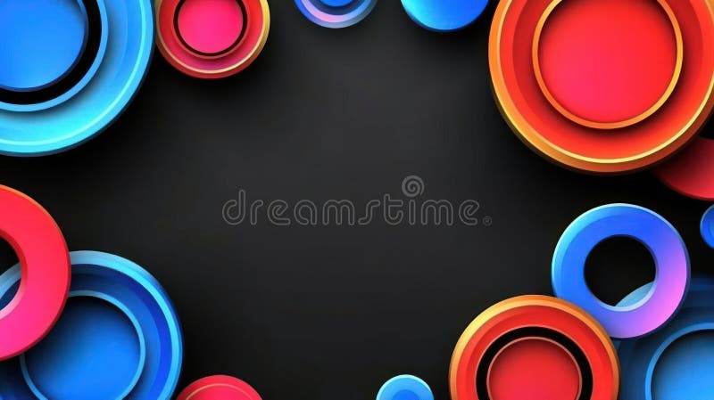 A Colorful Abstract Design Featuring Layered Circles on a Black ...