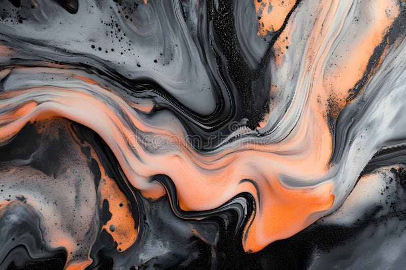 Colorful Abstract Design Featuring Swirling Black and Orange Patterns ...