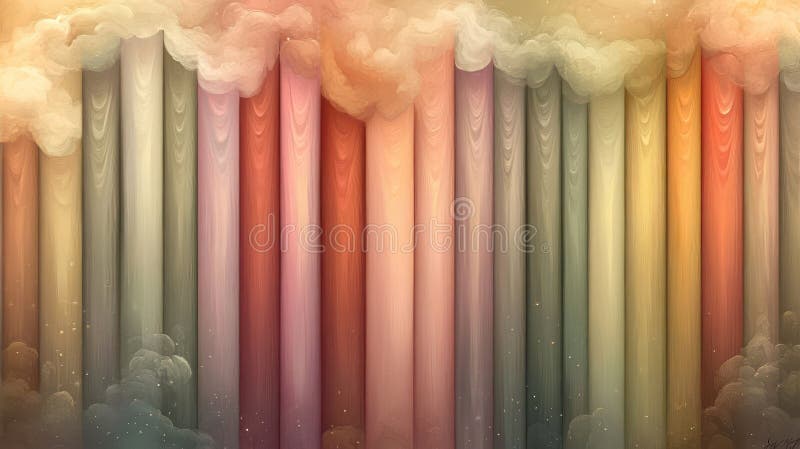 A Colorful Abstract Design Featuring Vertical Columns and Soft Clouds ...