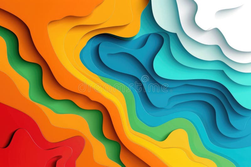 Colorful Abstract Design Featuring Wavy Patterns and Fluffy Clouds ...