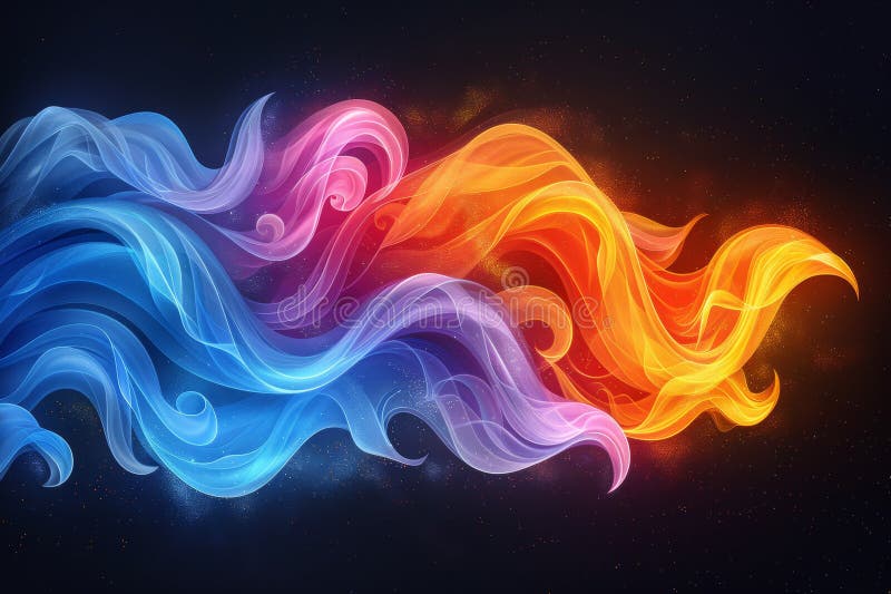 A Colorful Abstract Design of a Flame with Blue, Red and Orange Flames ...