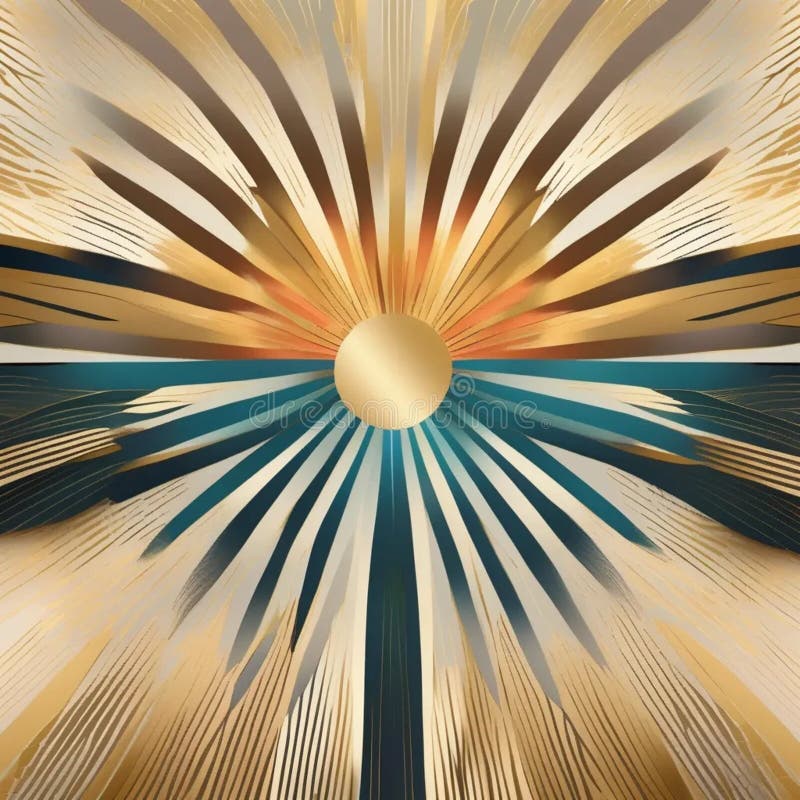 Colorful Abstract Design with Golden Rays Emanating from a Center Point ...