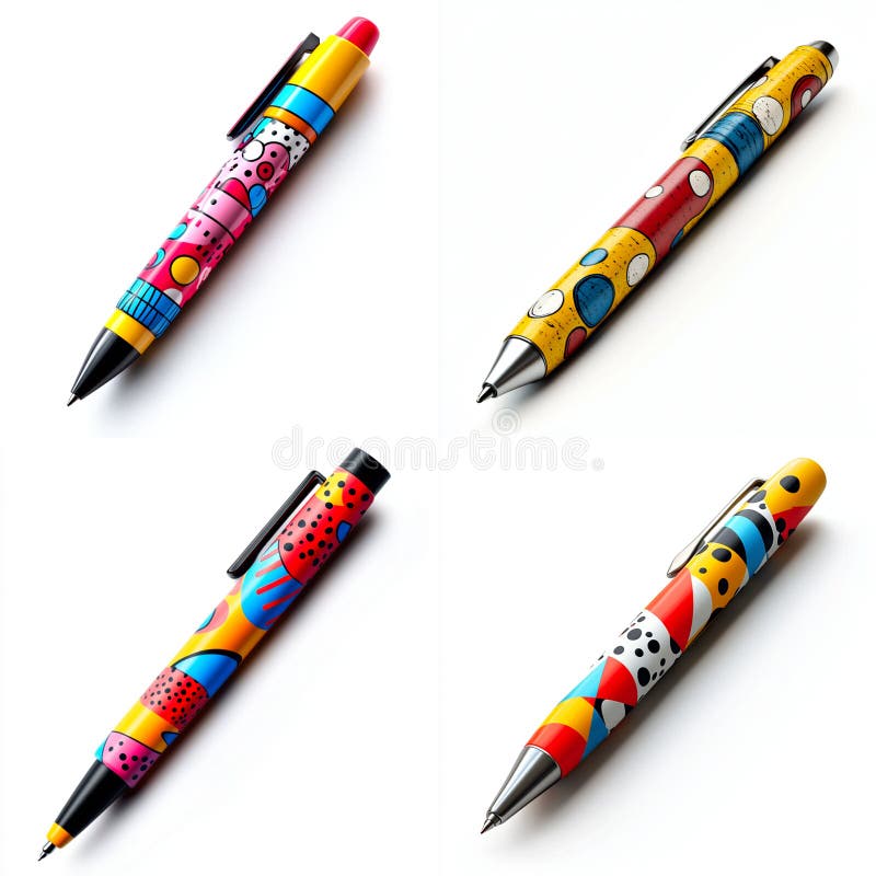 Colorful Abstract Design Pens in a Minimalist Composition Stock ...