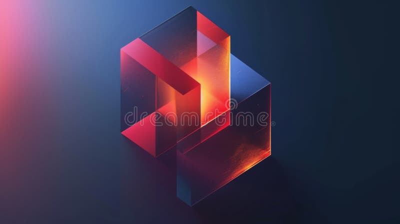 A Colorful Abstract Design with a Red and Blue Cube, AI Stock ...