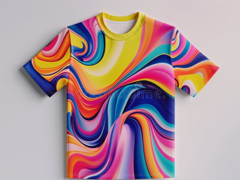 Colorful Abstract Design Short Sleeve Shirt Mockup. Stock Photo - Image ...