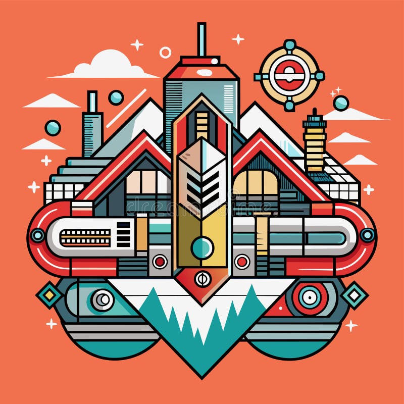 A Colorful, Abstract Design with a Streamlined Aesthetic. Geometric ...