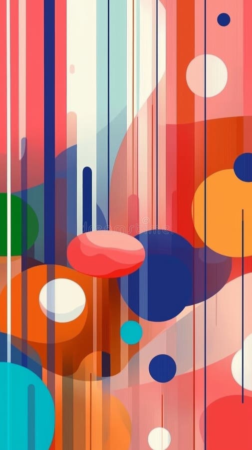 Colorful Abstract Design with Vibrant Circles and Vertical Lines. Stock ...