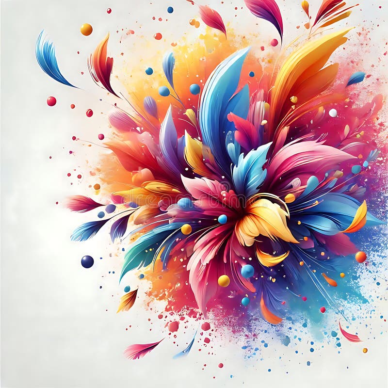 Colorful Abstract Design with Vibrant Splashes and Flourishes in ...