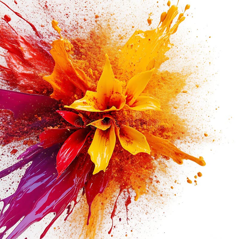 Colorful Abstract Design with Vibrant Splashes and Flourishes in ...