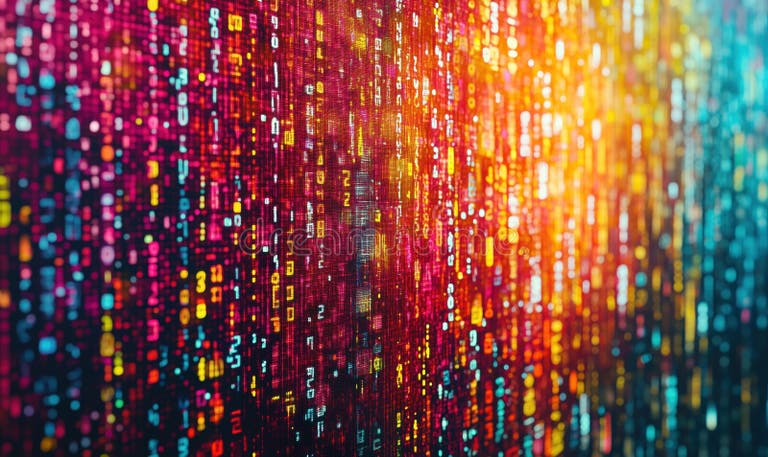 Colorful Abstract Digital Data Stream with Binary Code and Vibrant ...