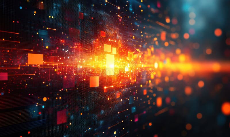 Colorful Abstract Digital Design with Illuminated Patterns and Shapes ...