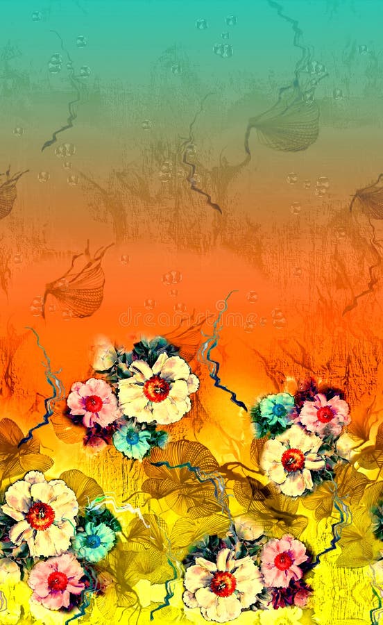 Colorful Abstract Digital Flower Design Background Stock Illustration ...