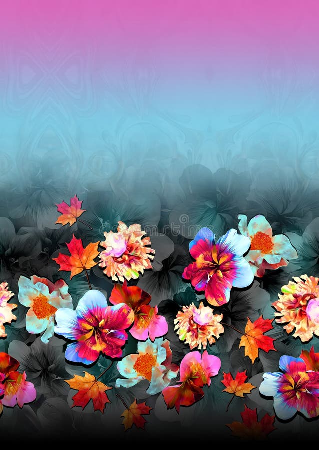 Digital flowers and colors stock illustration. Illustration of special ...