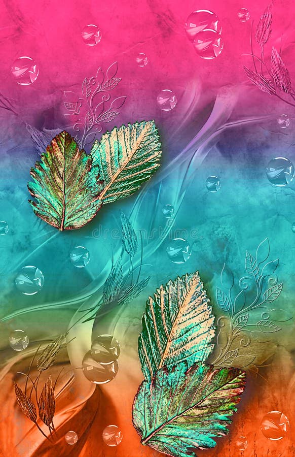 Colorful Abstract Digital Leaf Design Background Stock Illustration ...