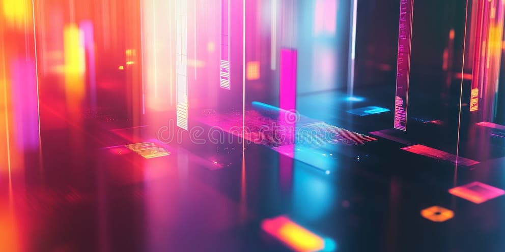 Colorful Abstract Digital Light Display with Vibrant Neon Patterns and ...