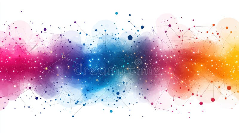 Colorful Abstract Digital Network with Gradient Effect and Particle ...