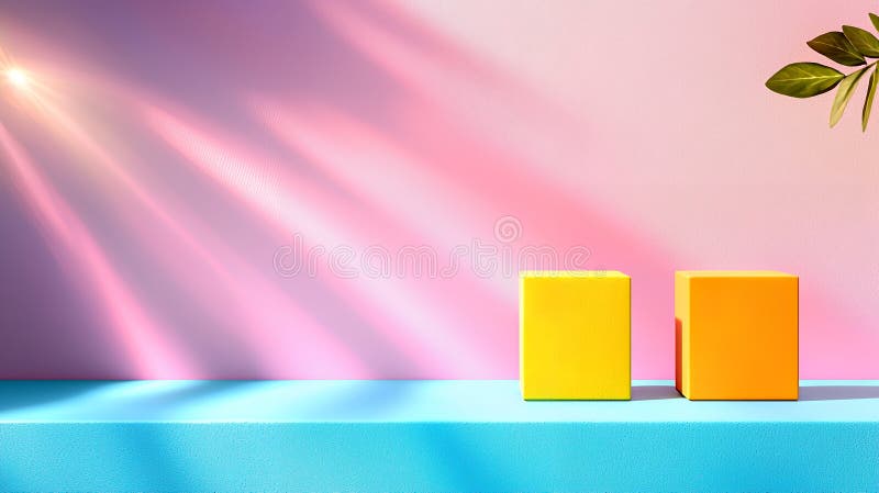 Colorful Abstract Display with Bright Blocks and Soft Light Effects ...