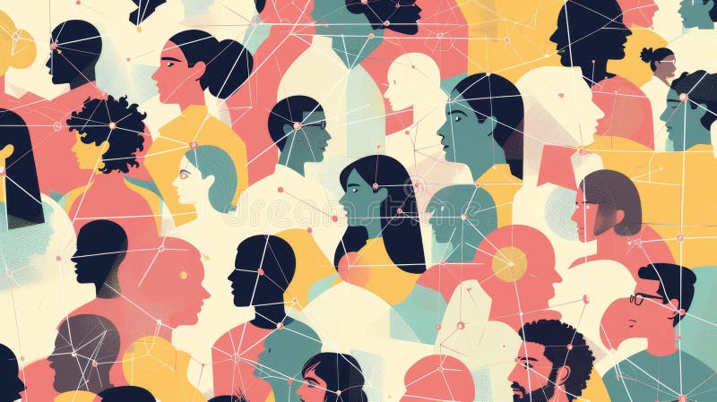 Colorful Abstract of Diverse Human Faces Network Stock Photo - Image of ...