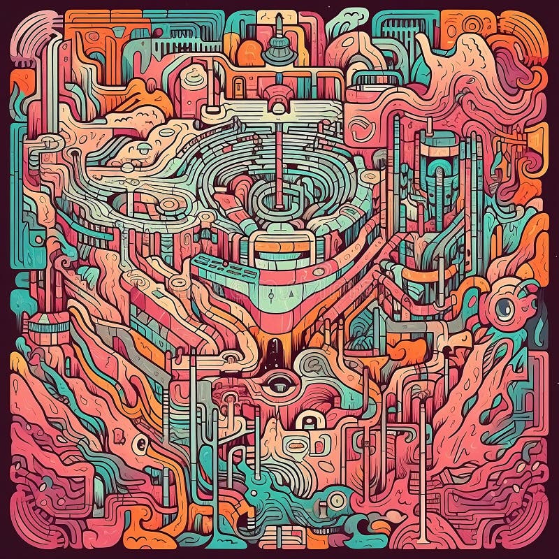 Colorful Abstract Doodle Pattern. Detailed Background with Lots of ...