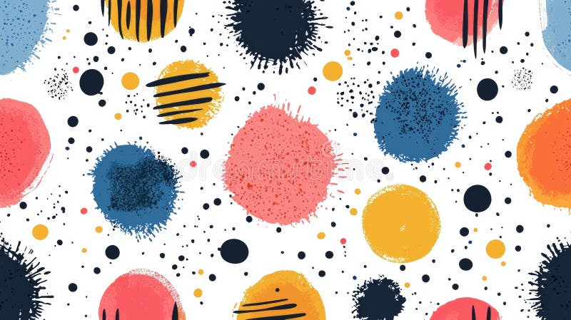 Colorful Abstract Dots and Splotches Pattern on White Background for ...