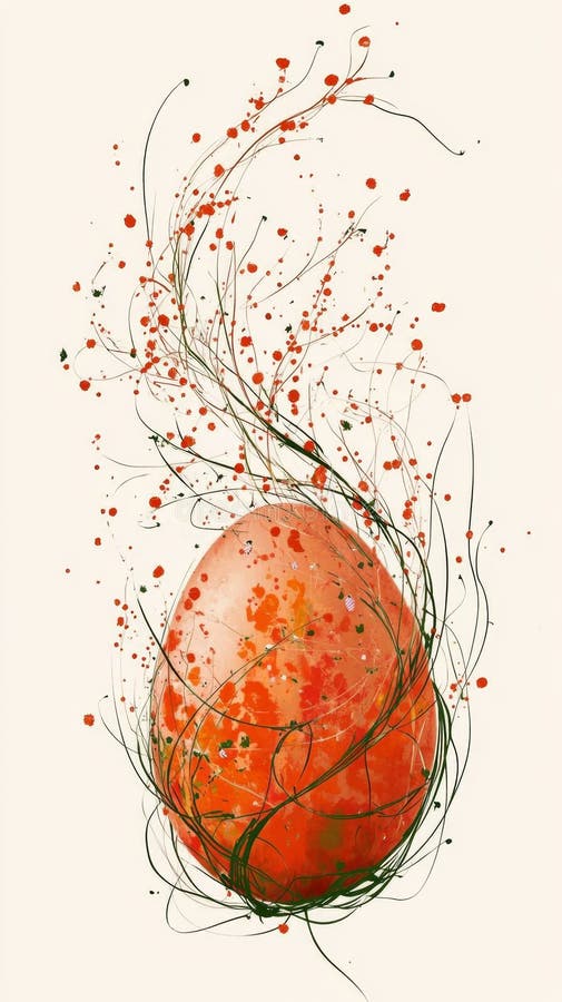 Colorful Abstract Easter Egg Design with Paint Splashes on a Light ...