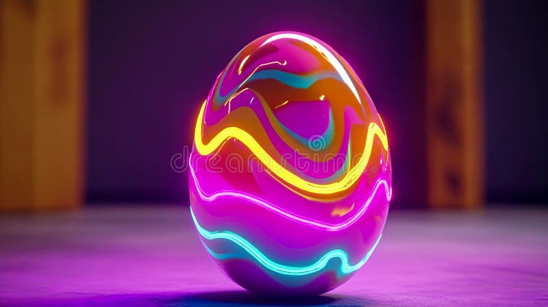 Colorful Abstract Egg Design with Vibrant Neon Patterns in a Modern ...