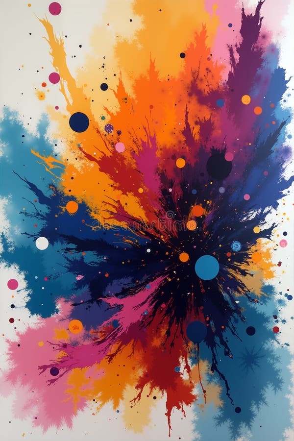 Colorful Abstract Explosion Featuring Vibrant Splashes and Circular ...