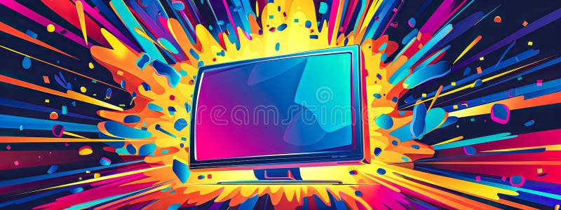 Colorful Abstract Explosion with Retro Television Stock Image - Image ...