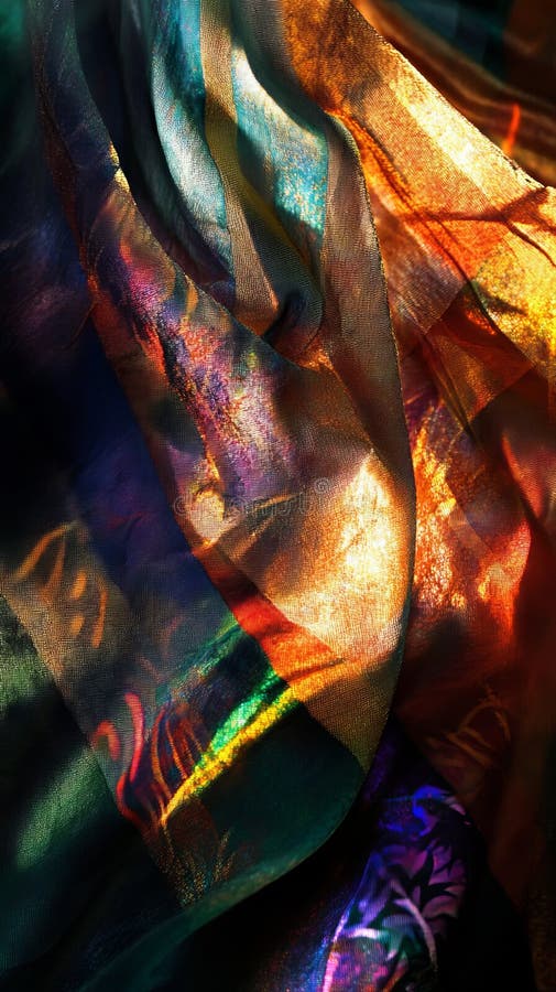 Colorful Abstract Fabric with Intricate Patterns and Light Reflections ...