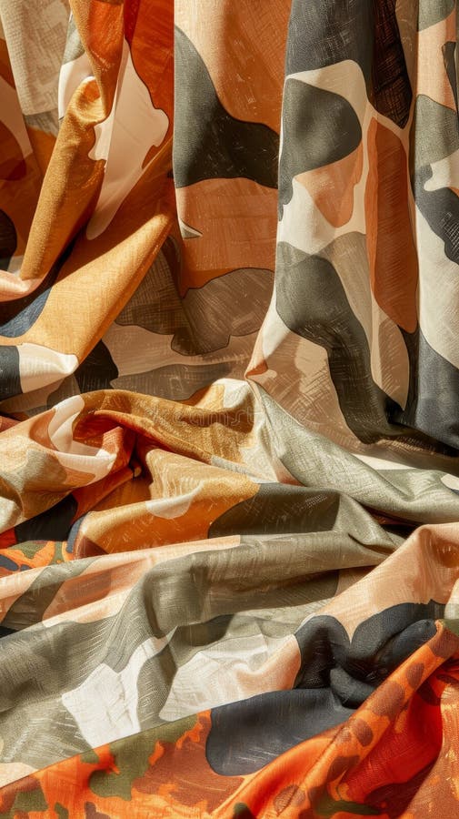 Colorful Abstract Fabric Pattern with Camo Design in Sunlight Stock ...
