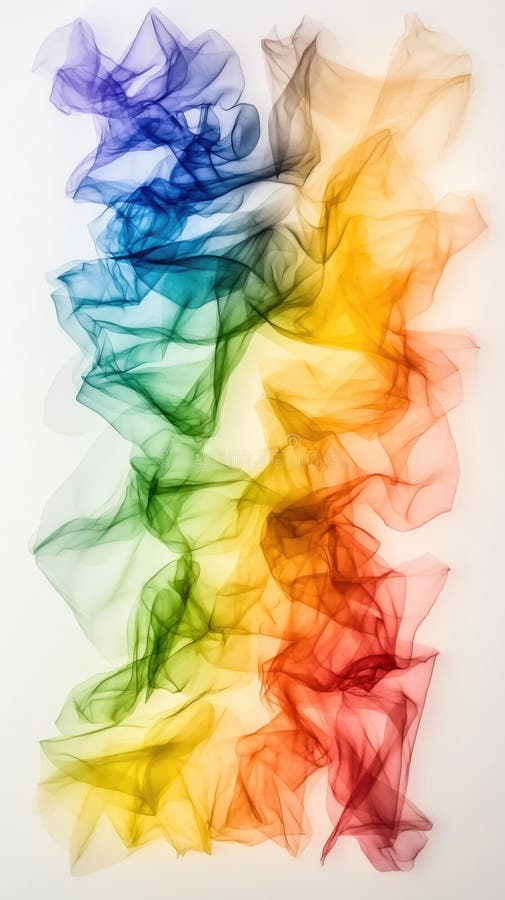 Colorful Abstract Fabric Waves in Rainbow Gradient on White Background ...