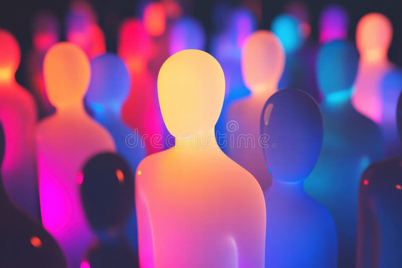 Vibrant Faceless Avatars in a Dynamic Arrangement Creating a Mockup for ...